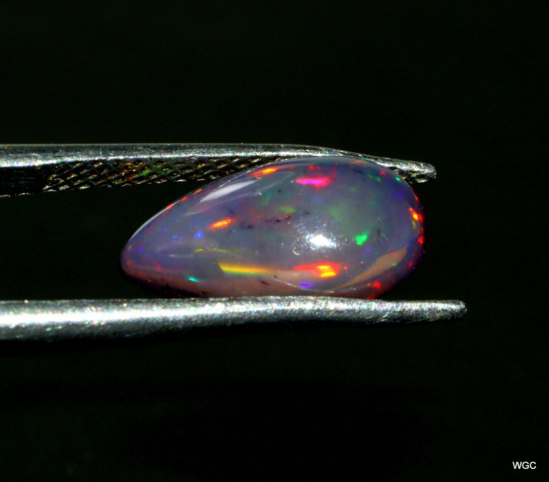 Black Opal Pear Shape Gemstone Multi Fire Black Opal Handmade Opal ...