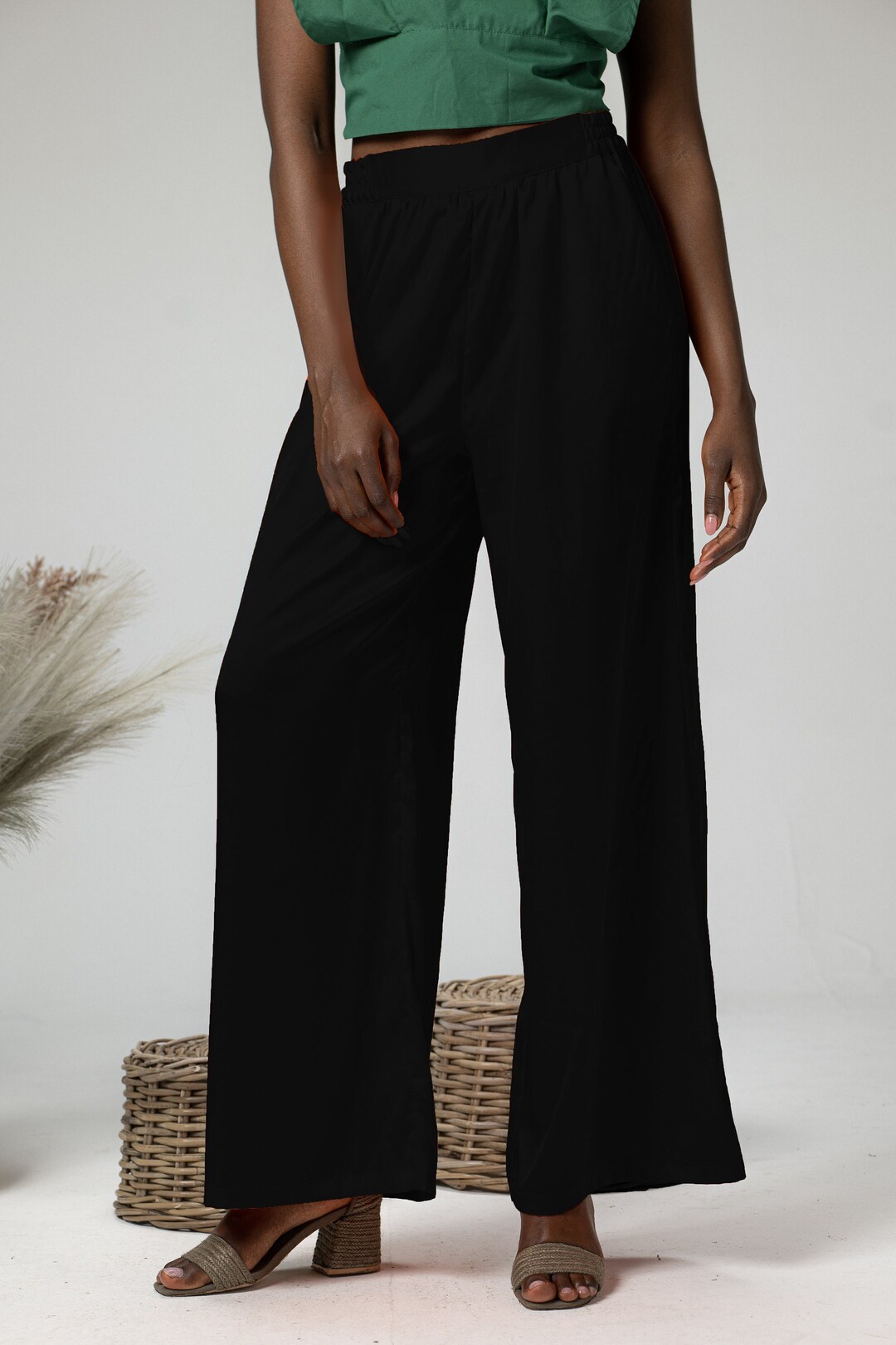 NEW COLLECTION Elegant Black Satin Pants, Ladies Summer Trousers ...