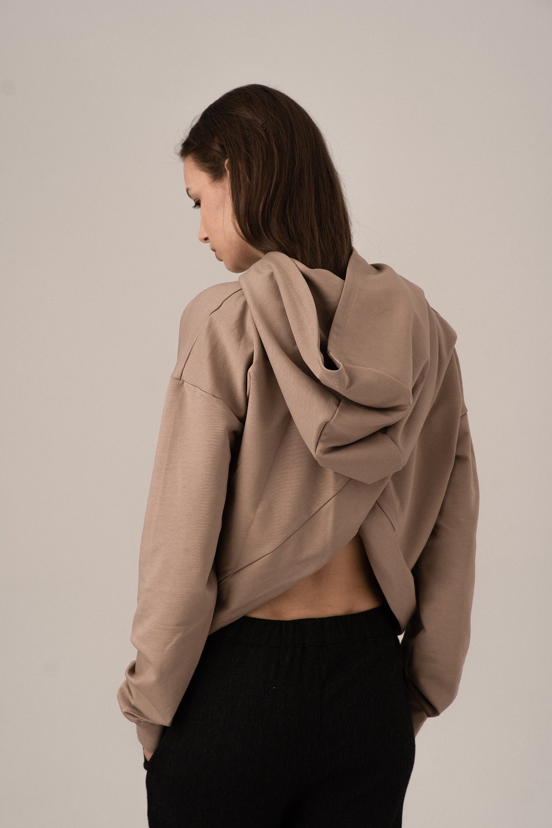 Lightweight Hoodie for Ladies, Cut Out Back Blouse, Urban Chic Comfy ...