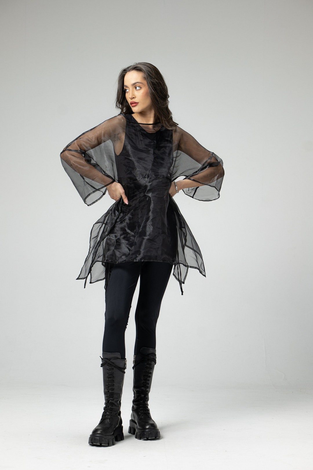 NEW Transparent Organza Kimono Tunic, Avant Garde Structured Summer ...
