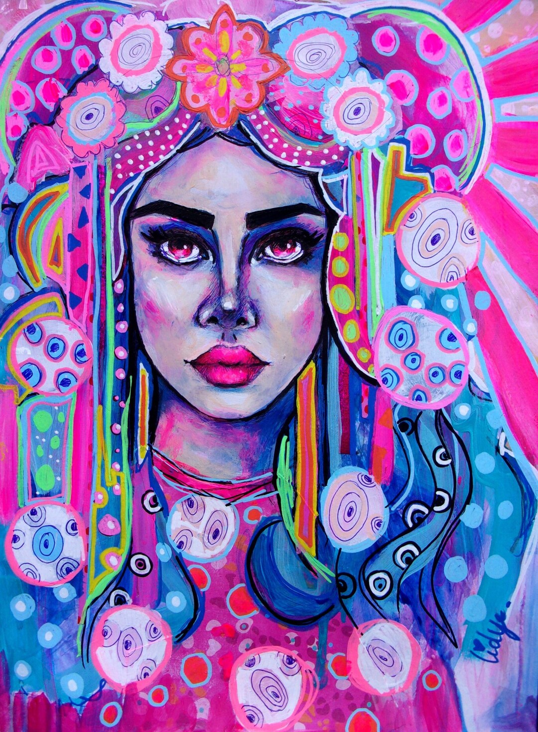 Lena-original Acrylic Painting on A3 Paper-portrait Woman Pop Art ...