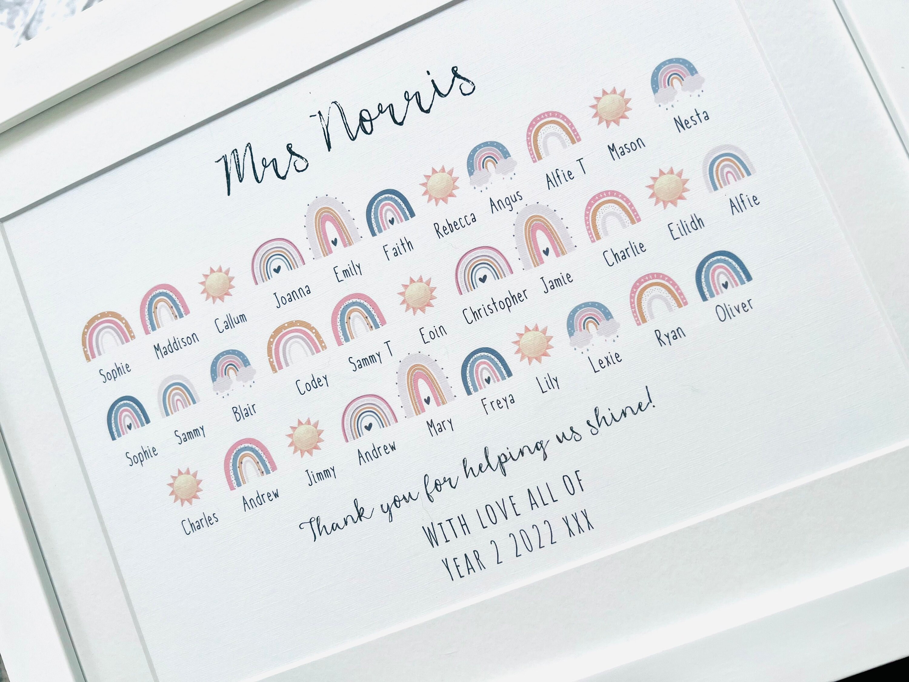 Thank You Teacher Gift Class Rainbow Print Nursery - Etsy UK