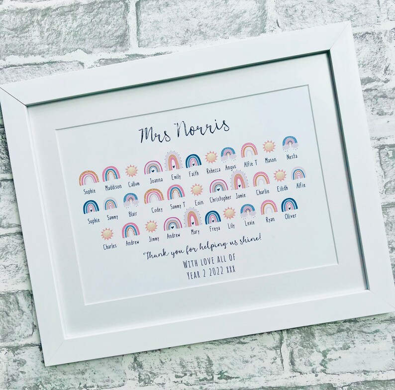 Thank You Teacher Gift Class Rainbow Print Nursery - Etsy