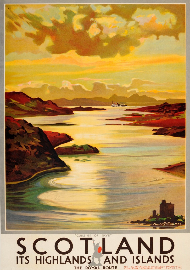 Scotland highlands islands scotch travel poster scotland | Etsy