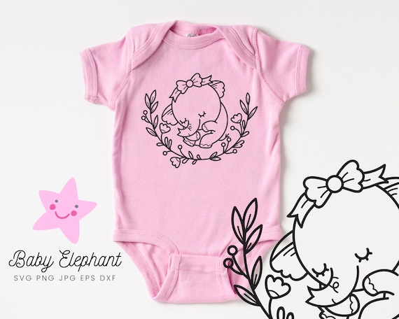 Cute Baby Elephant SVG for Cricut Nursery Round Design for - Etsy