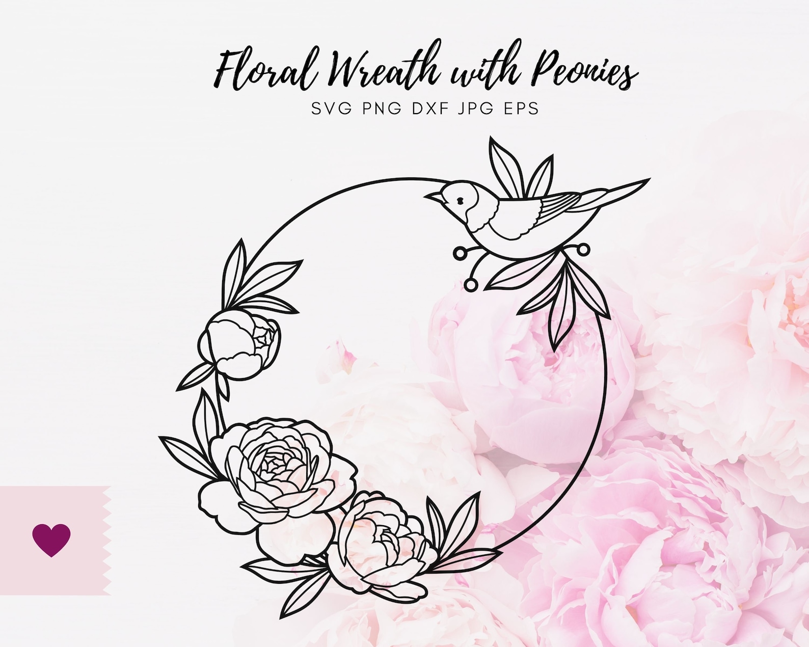 Couronne florale SVG Pivoine SVG, Cadre floral SVG, Cadre circulaire ...