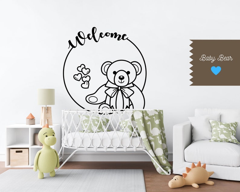 TEDDY BEAR SVG Welcome Sign Svg, Welcome Baby Svg, Nursery Round Svg ...