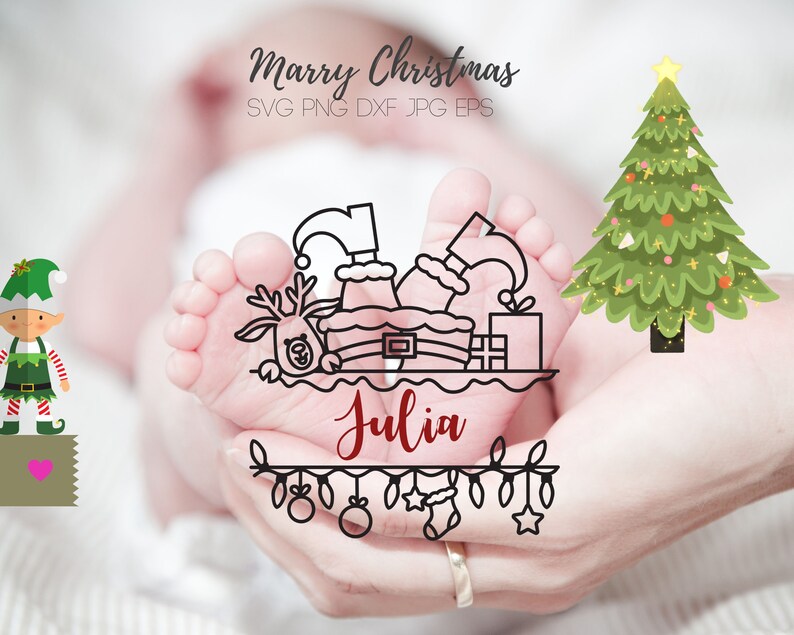 Santa Claus SVG Split Monogram SVG, Christmas SVG, Christmas Png, Gift ...