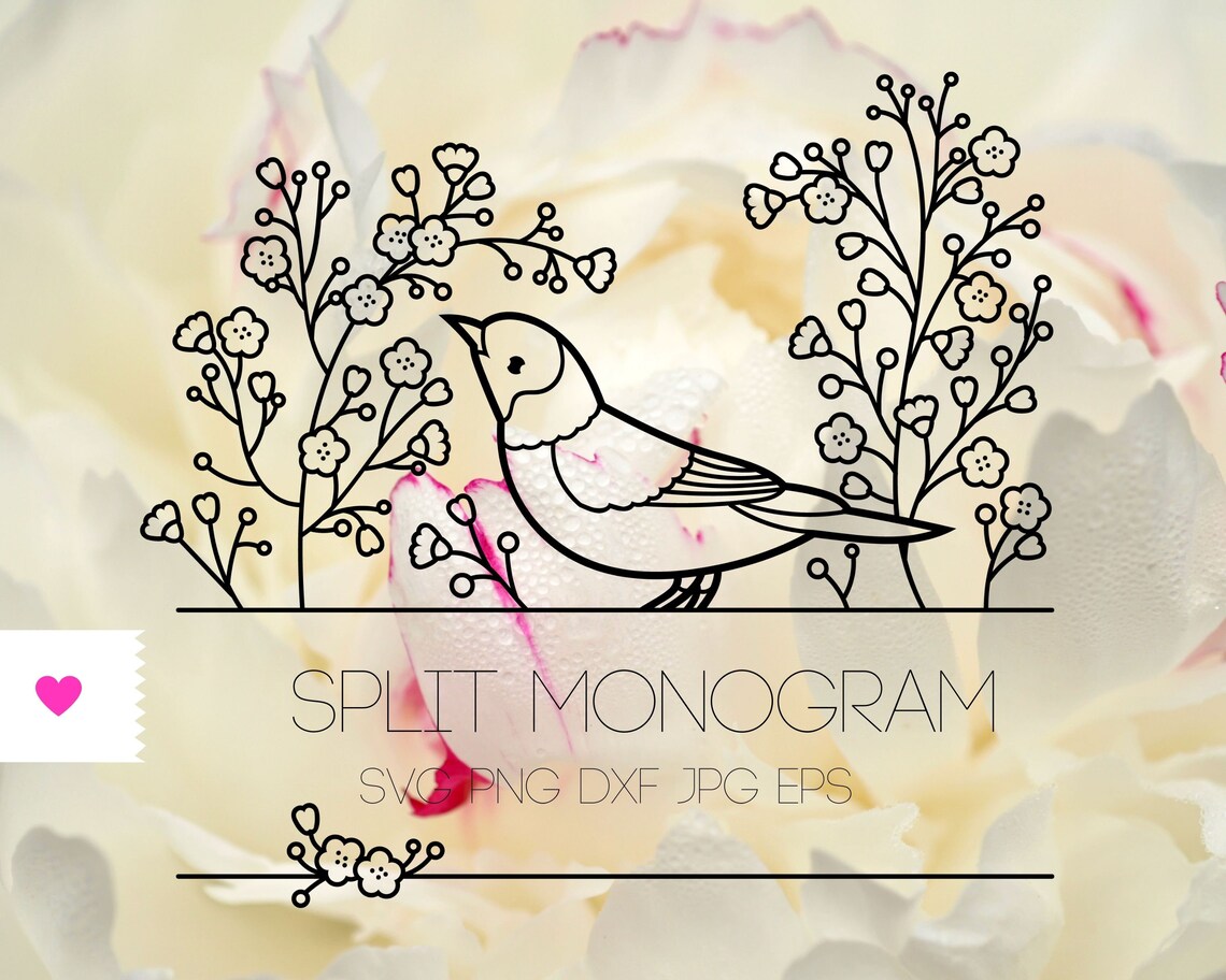 Floral Monogram SVG Split Floral SVG Monogram Decal SVG - Etsy