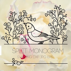 Floral Monogram SVG Split Floral SVG, Monogram Decal SVG, Flower Border ...