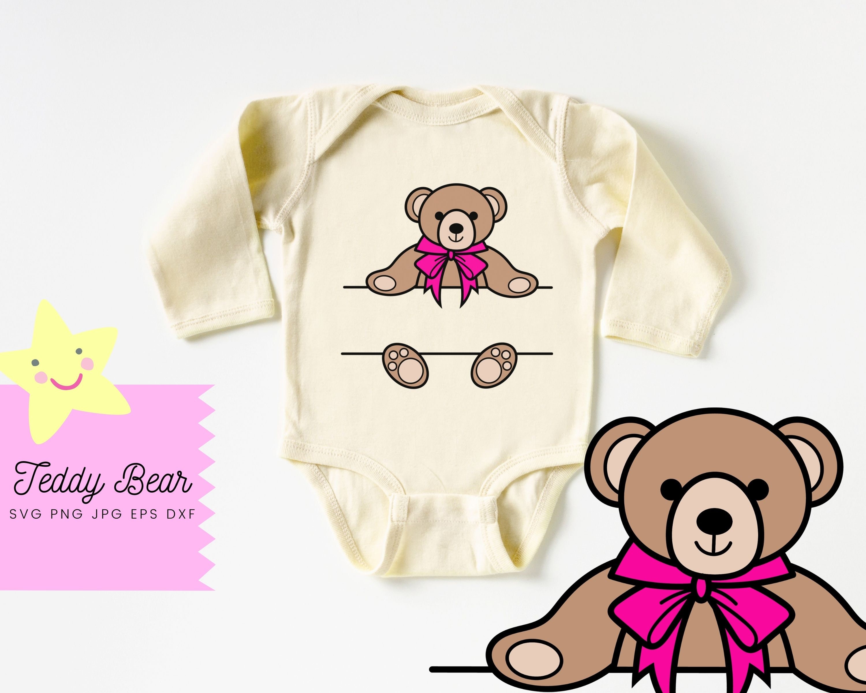 Teddy Bear SVG Split Monogram SVG, New Baby SVG, Name Svg, Baby Shower ...