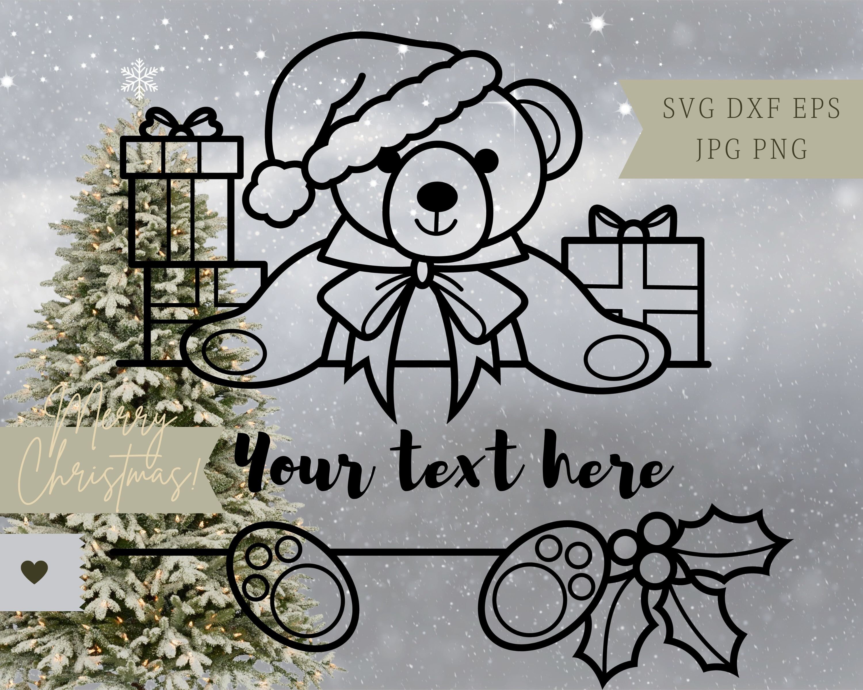 Teddy Bear SVG Split Monogram SVG, Christmas SVG, Christmas Png, Baby ...