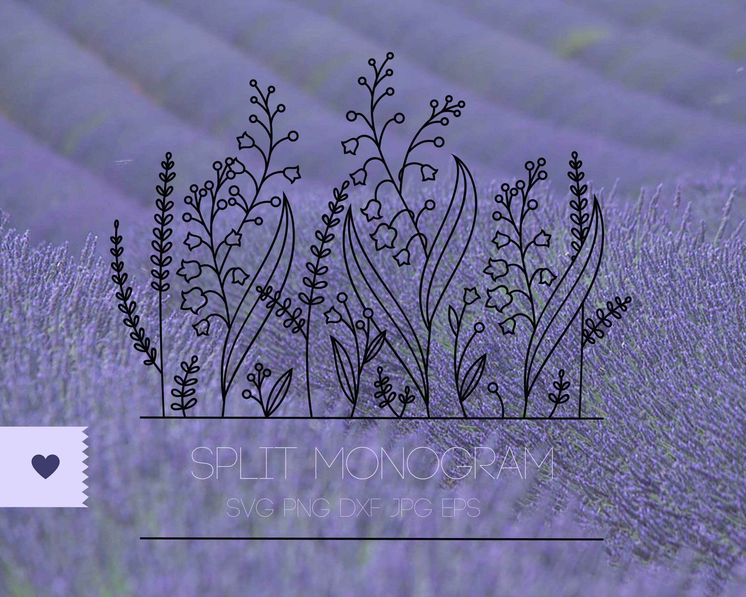 Split Monogram SVG Split Floral SVG, Monogram Decal SVG, Flower Border ...