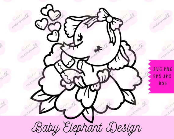 Cute Baby Elephant SVG for Cricut Nursery Round Design for - Etsy
