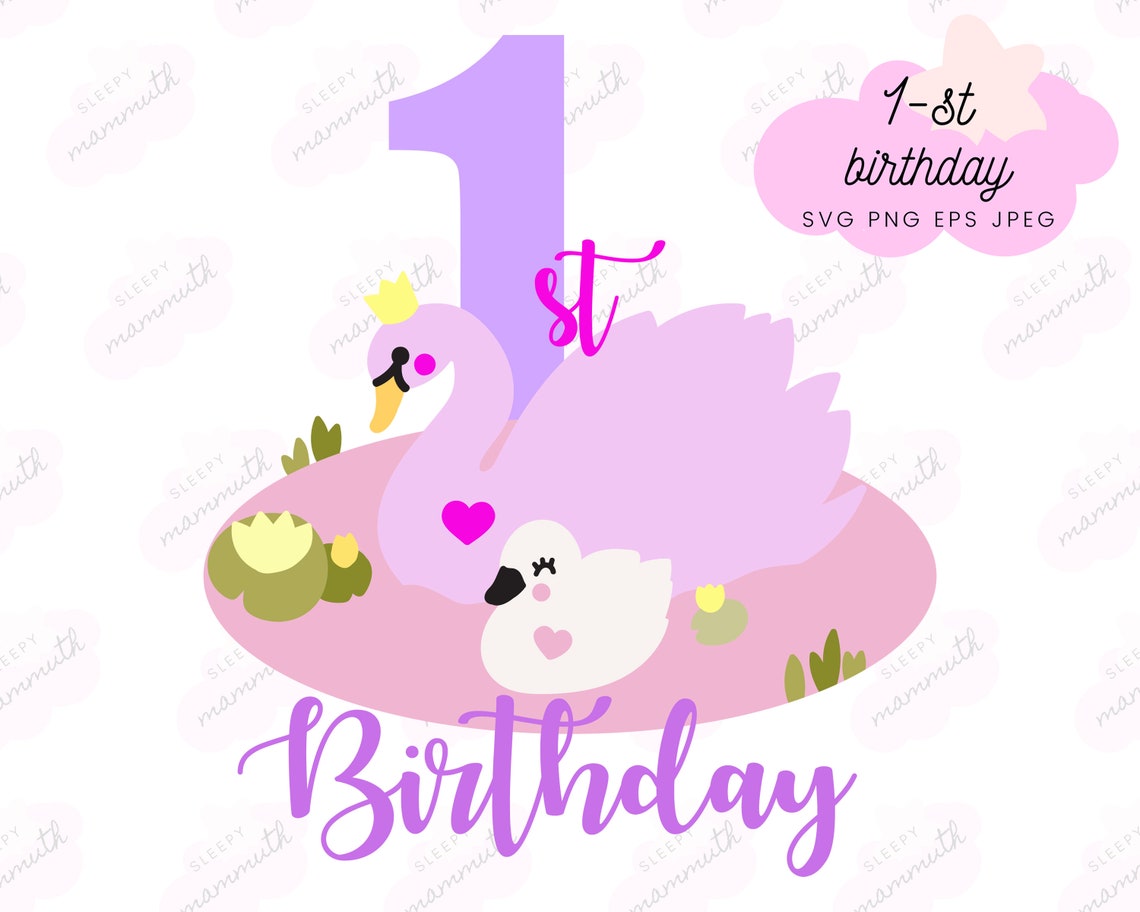 St Birthday SVG Swan SVG Princess Swan SVG Swan Clipart - Etsy
