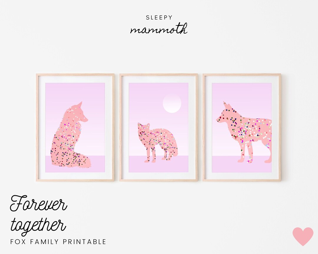 Fox Family Printable Set of 3, Digital Download, Family Portrait, Fox ...