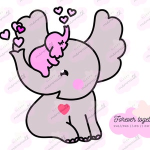 Elephant Cut File Baby Elephant SVG, Mom and Child SVG, Elephant ...