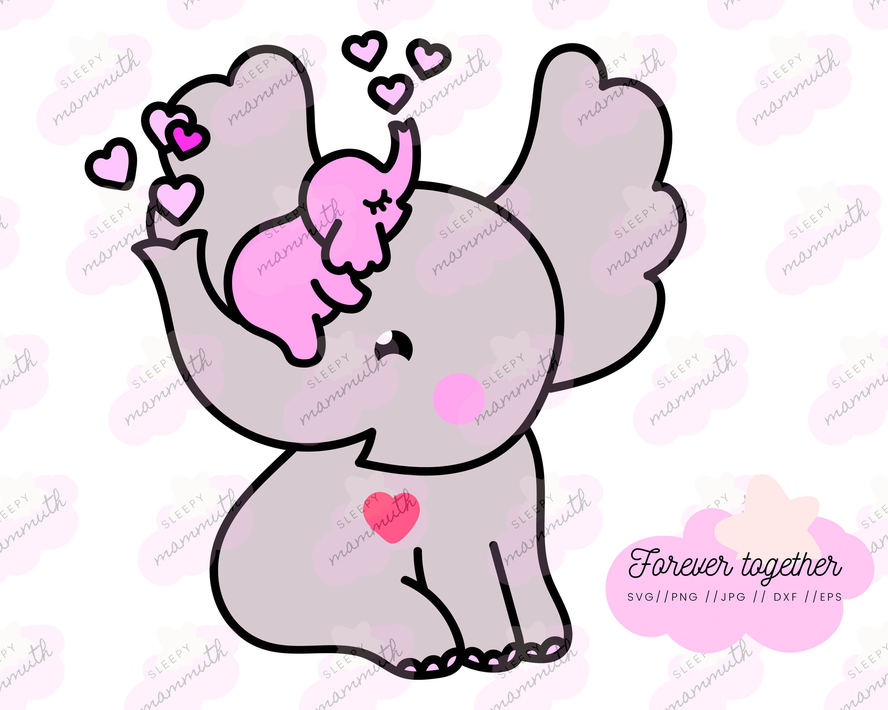 Elephant Cut File Baby Elephant SVG, Mom and Child SVG, Elephant ...