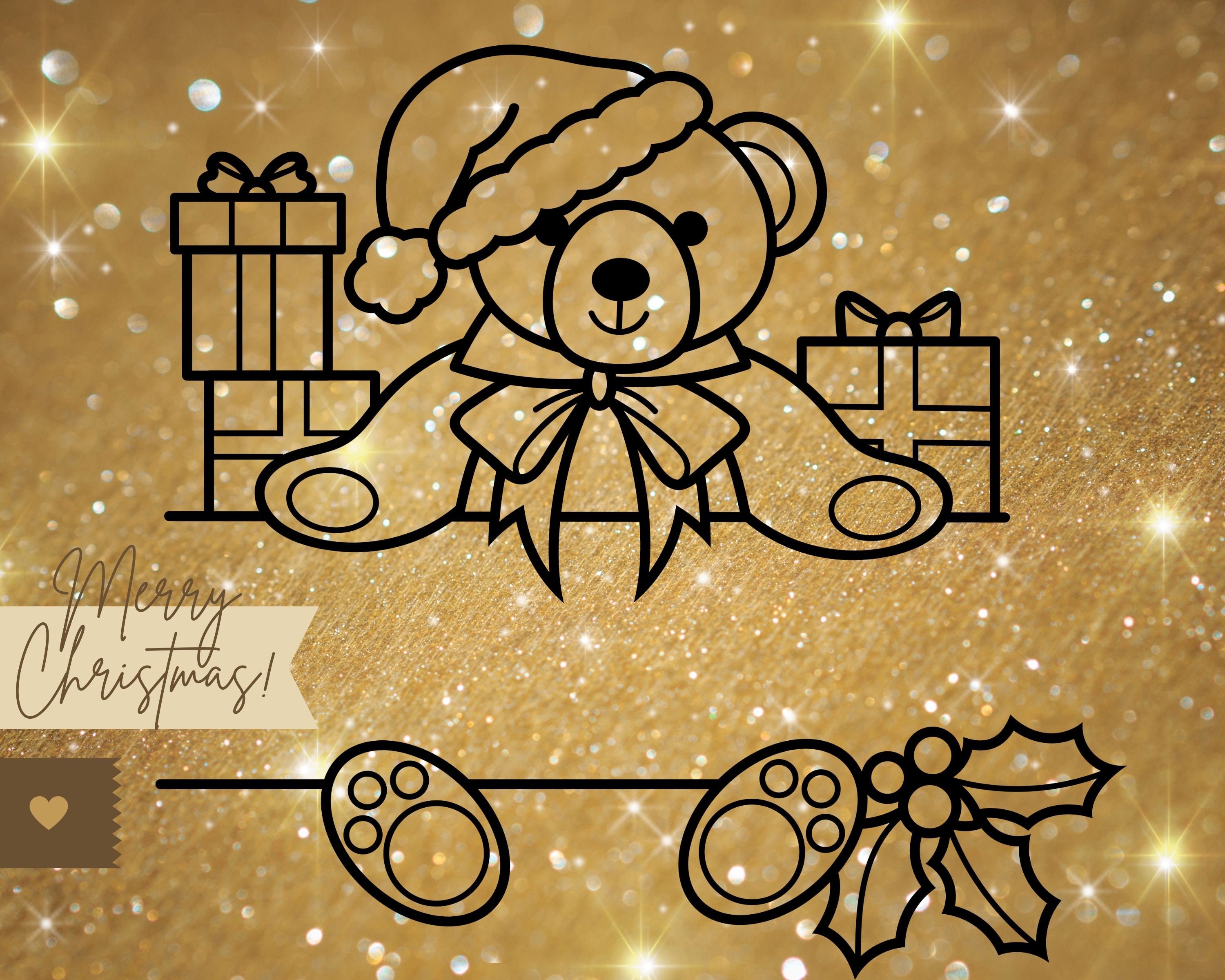 Teddy Bear SVG Split Monogram SVG, Christmas SVG, Christmas Png, Baby ...
