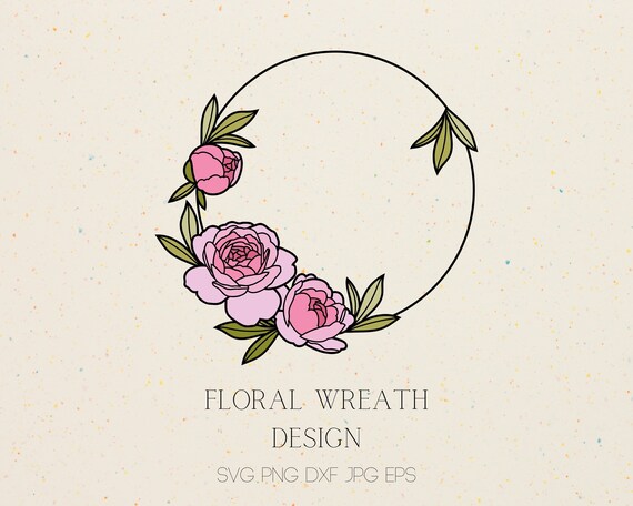 Floral Wreath Svg Spring Wreath Handdrawn Flower SVG Line Wreath Svg ...