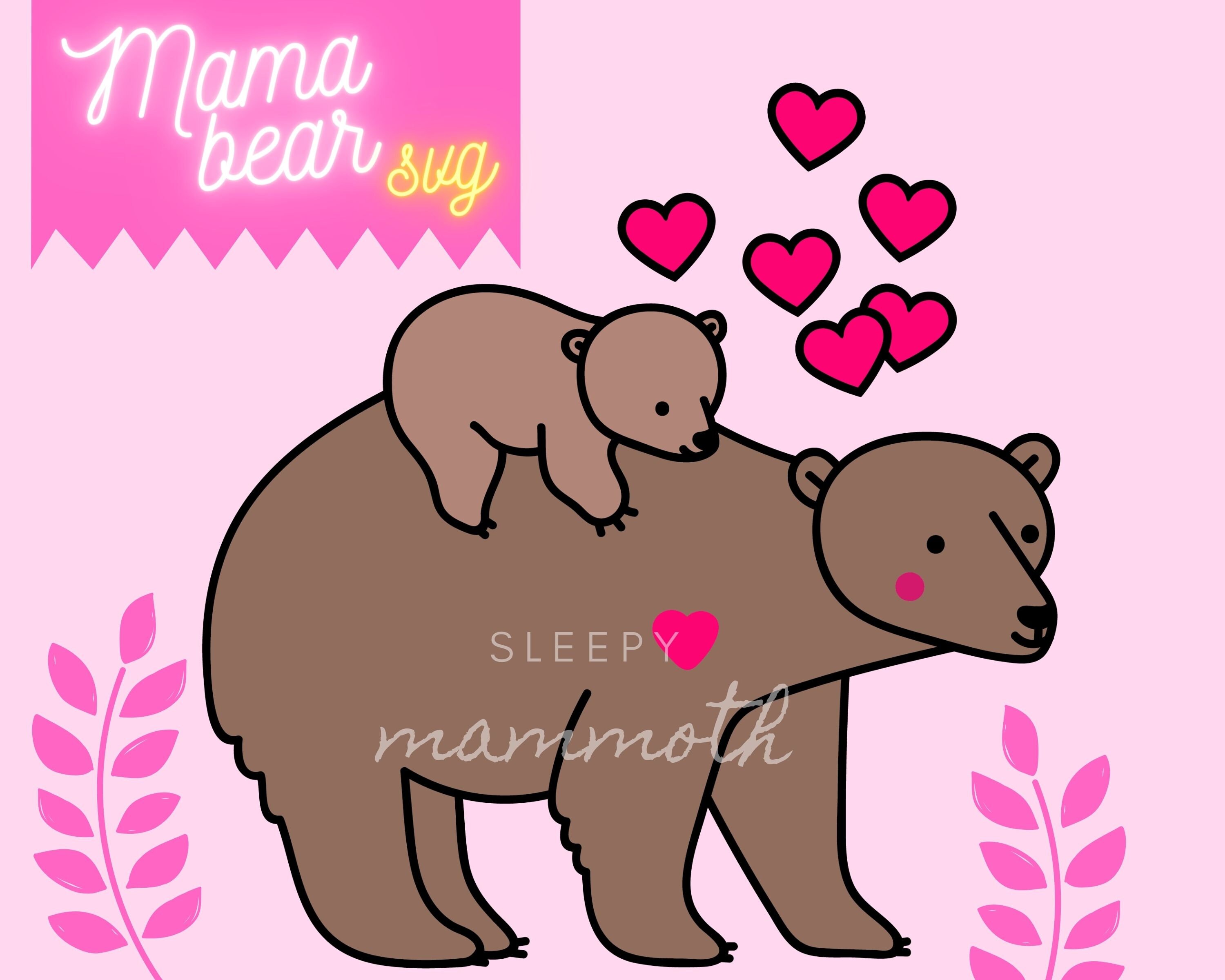 Mama Bear SVG Cute Baby Bear SVG Svg Files for Cricut - Etsy