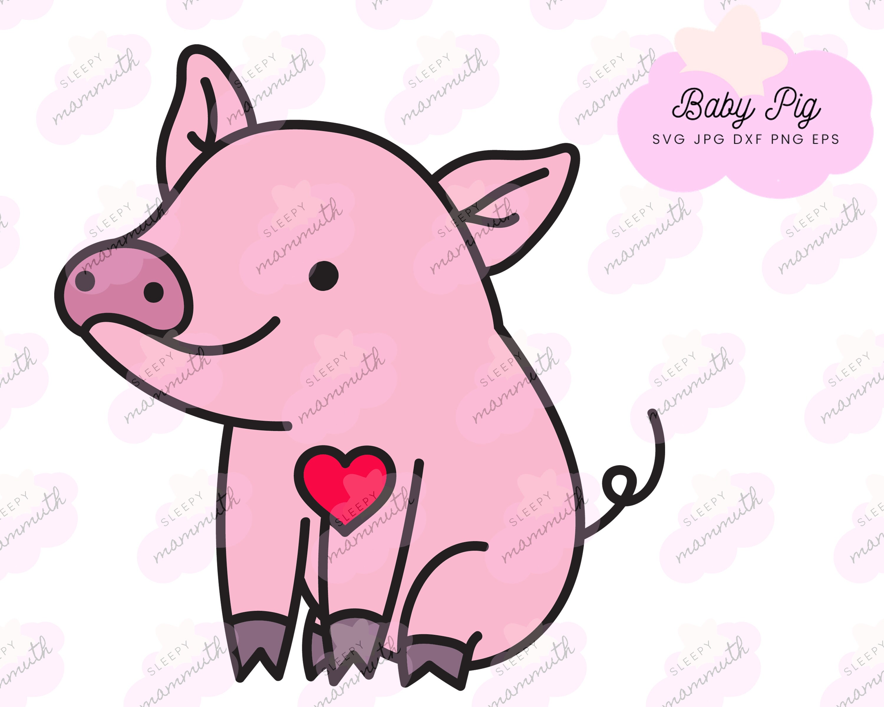 Lindo cerdo SVG Animal de granja SVG, Piglet SVG, Pig Png, Little Pig ...