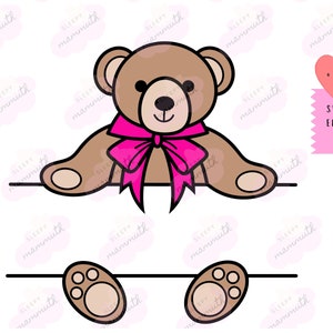 Teddy Bear SVG Split Monogram SVG New Baby SVG Name Svg - Etsy