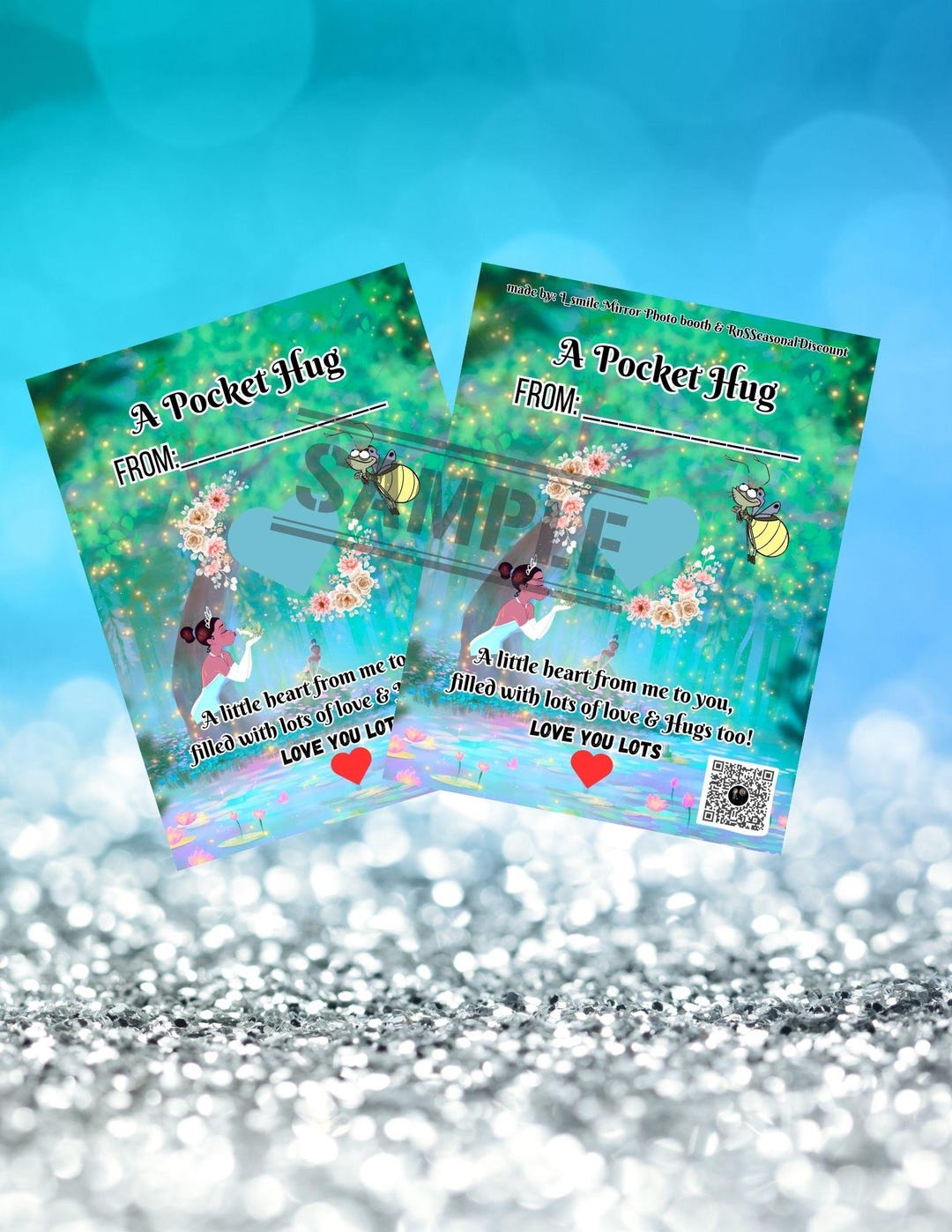 Printable Princess & the Frog Pocket Hug Cards, Pocket Hug Heart Cards ...