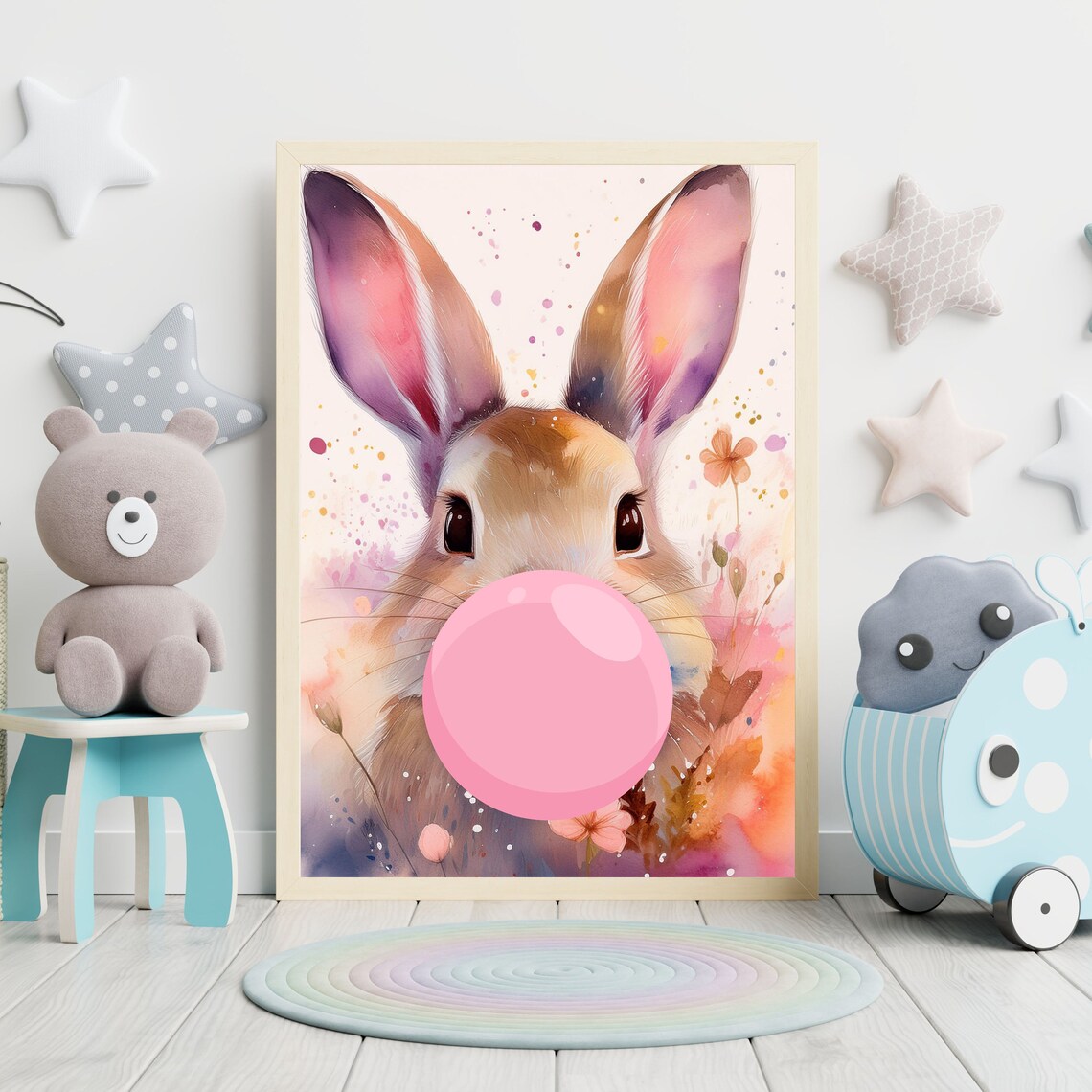 Bubble Gum Puffing Animals Printable Wall Art | Set of 3 | Nursery and ...
