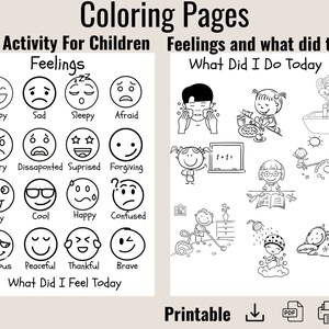 Feelings Coloring Page: Daily Activity Printable (A4, 8.5x11, 8x10 ...