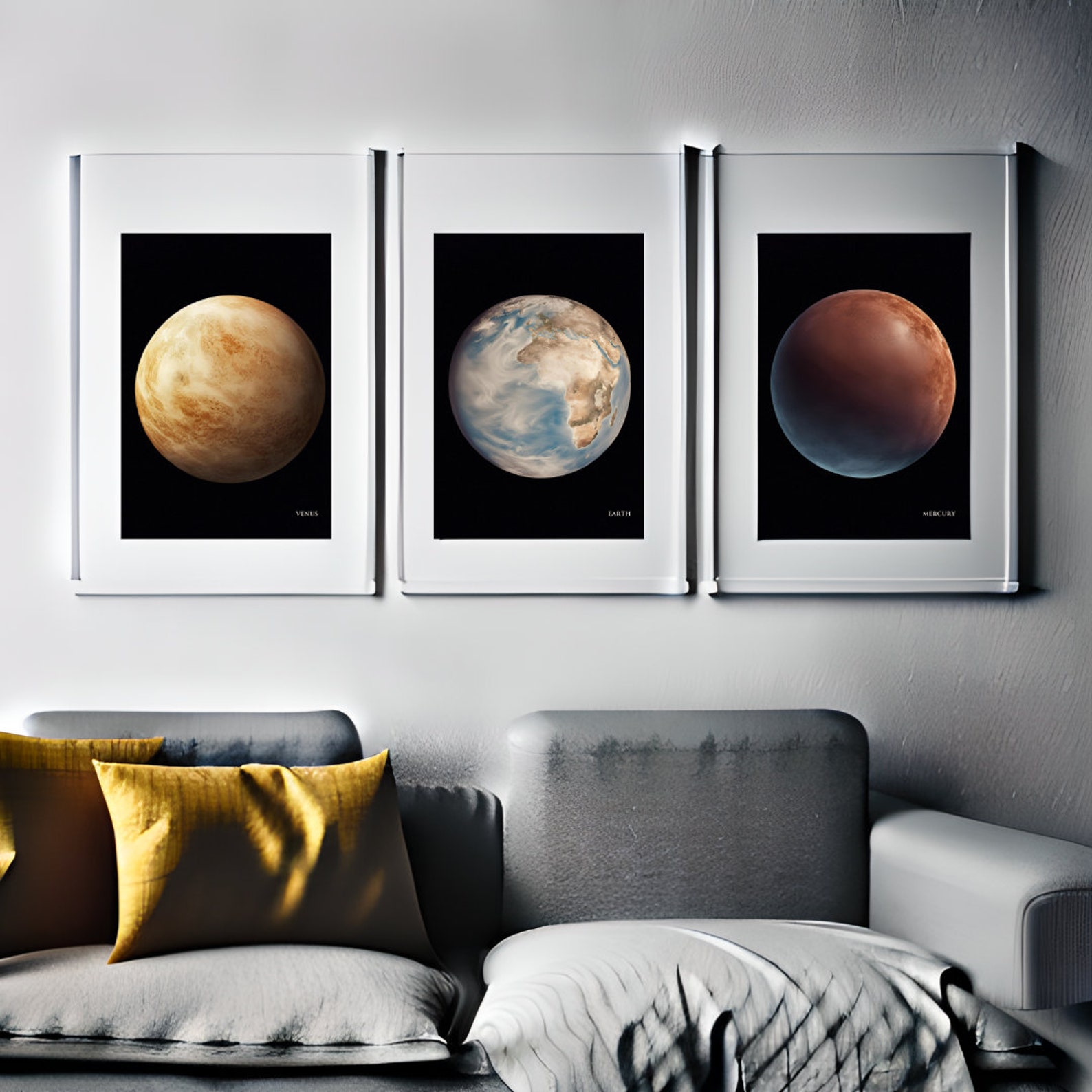 Planet Prints Set of 9 Planet, Livingroom Wall Art, Printable Space Art ...