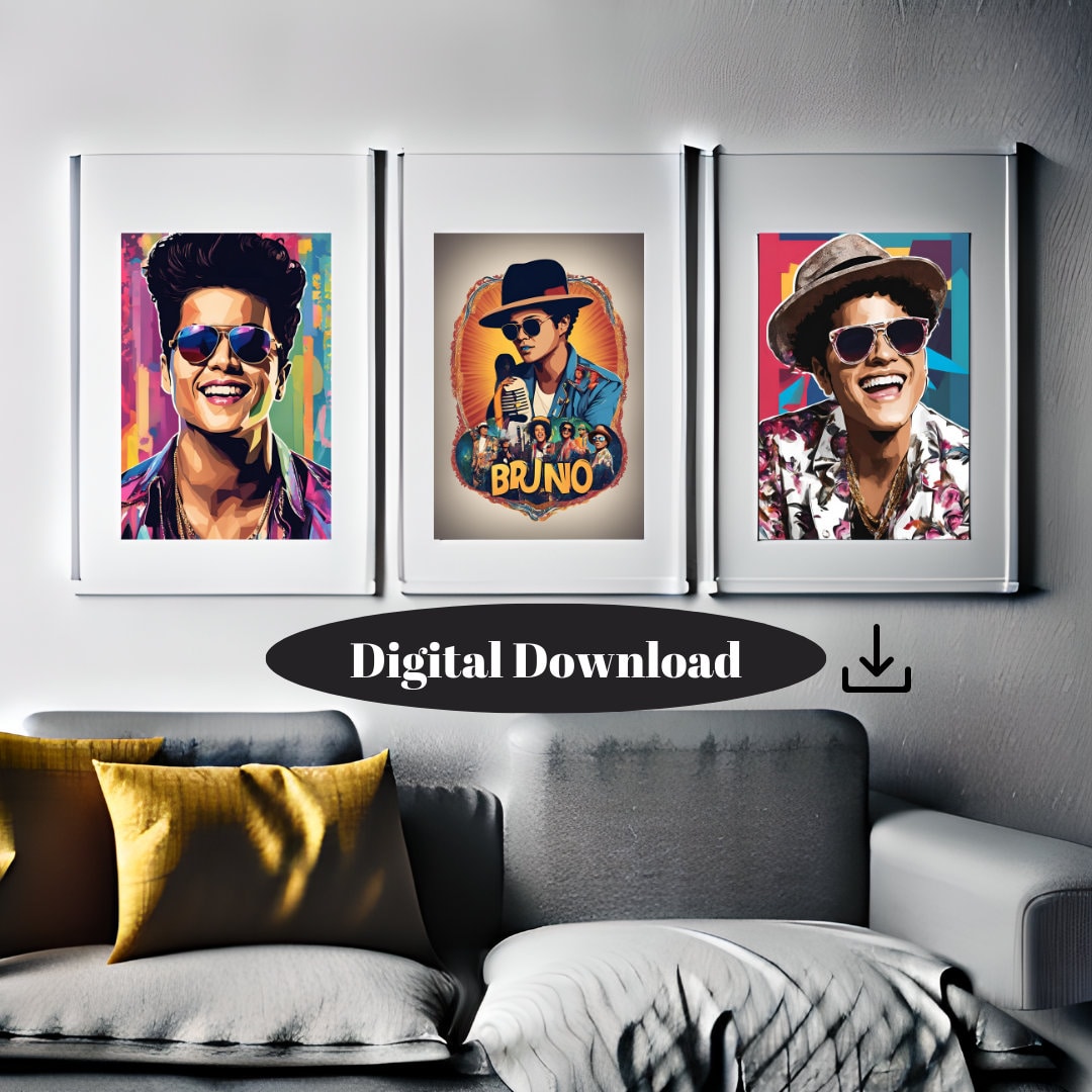 Set of 6 Bruno Mars Wall Art Posters, Printable Bruno Mars Posters ...