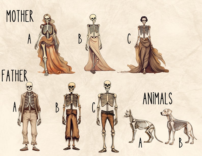 Personalized Boho Skeleton Family Poster - Custom Halloween Wall Art ...