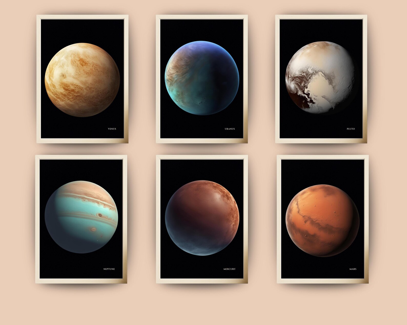 Planet Prints Set of 9 Planet, Livingroom Wall Art, Printable Space Art ...