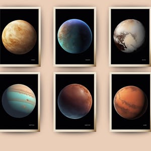 Planet Prints Set of 9 Planet, Livingroom Wall Art, Printable Space Art ...