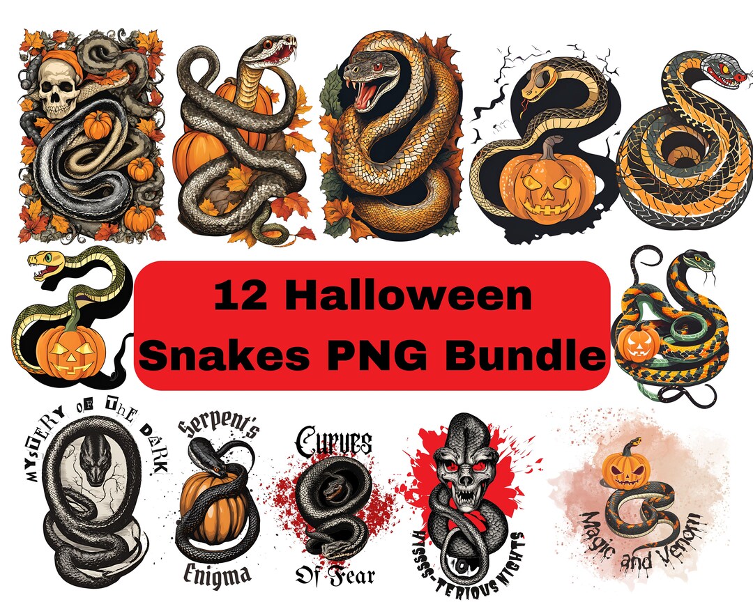 12 Halloween Snakes PNG Bundle – Spooky Serpent Clipart for Crafts, DIY ...