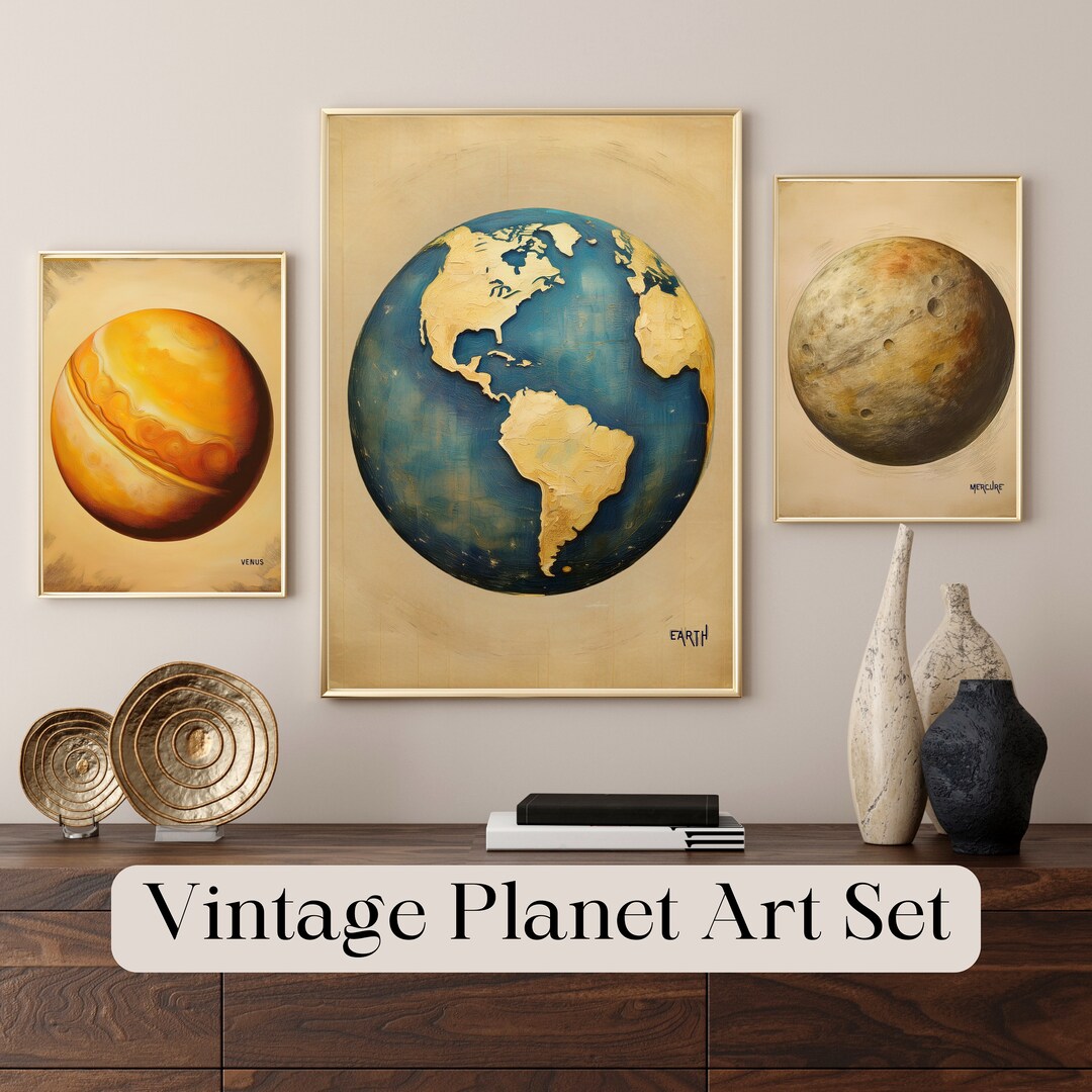 16 Vintage Planet Posters - Oil Painting Style | Digital Download | 8 ...