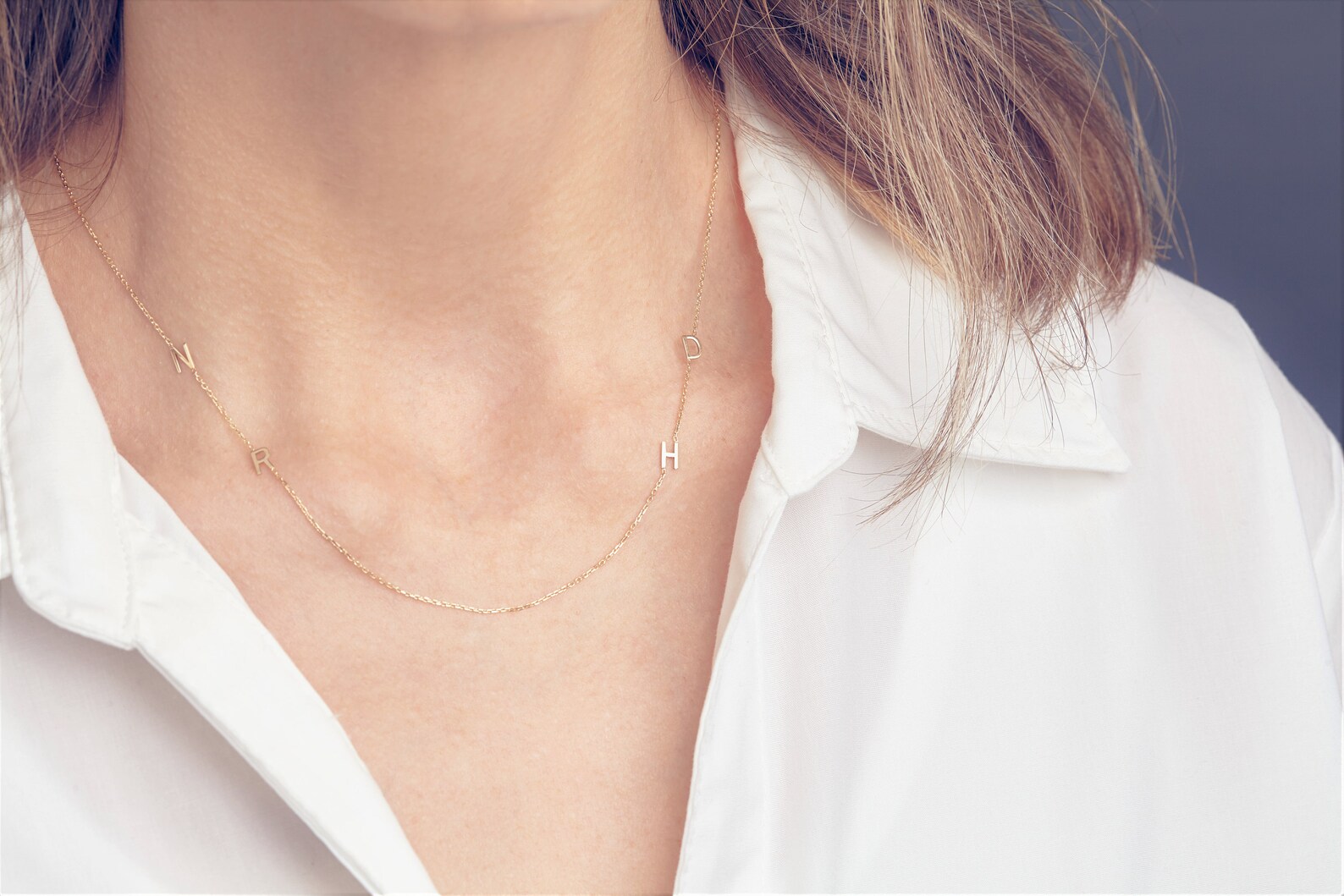 Personalized Sideways Letters 14K Gold Initials Mothers | Etsy