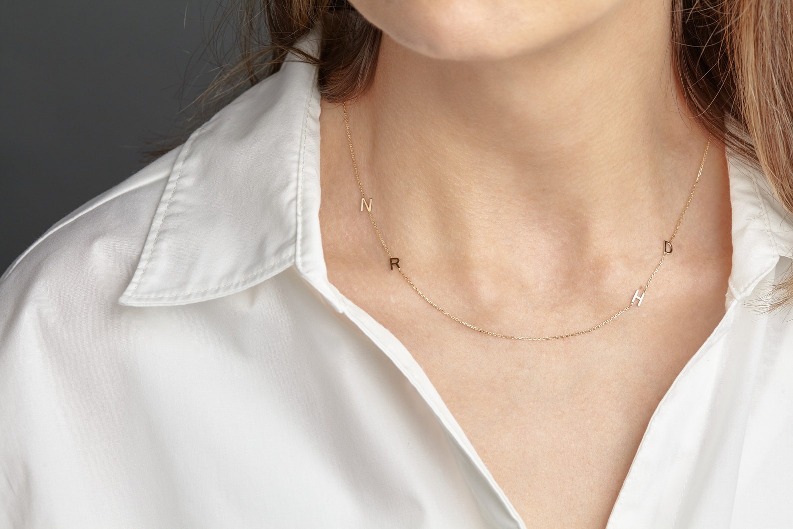 Personalized Sideways Letters 14K Gold Initials Fine - Etsy