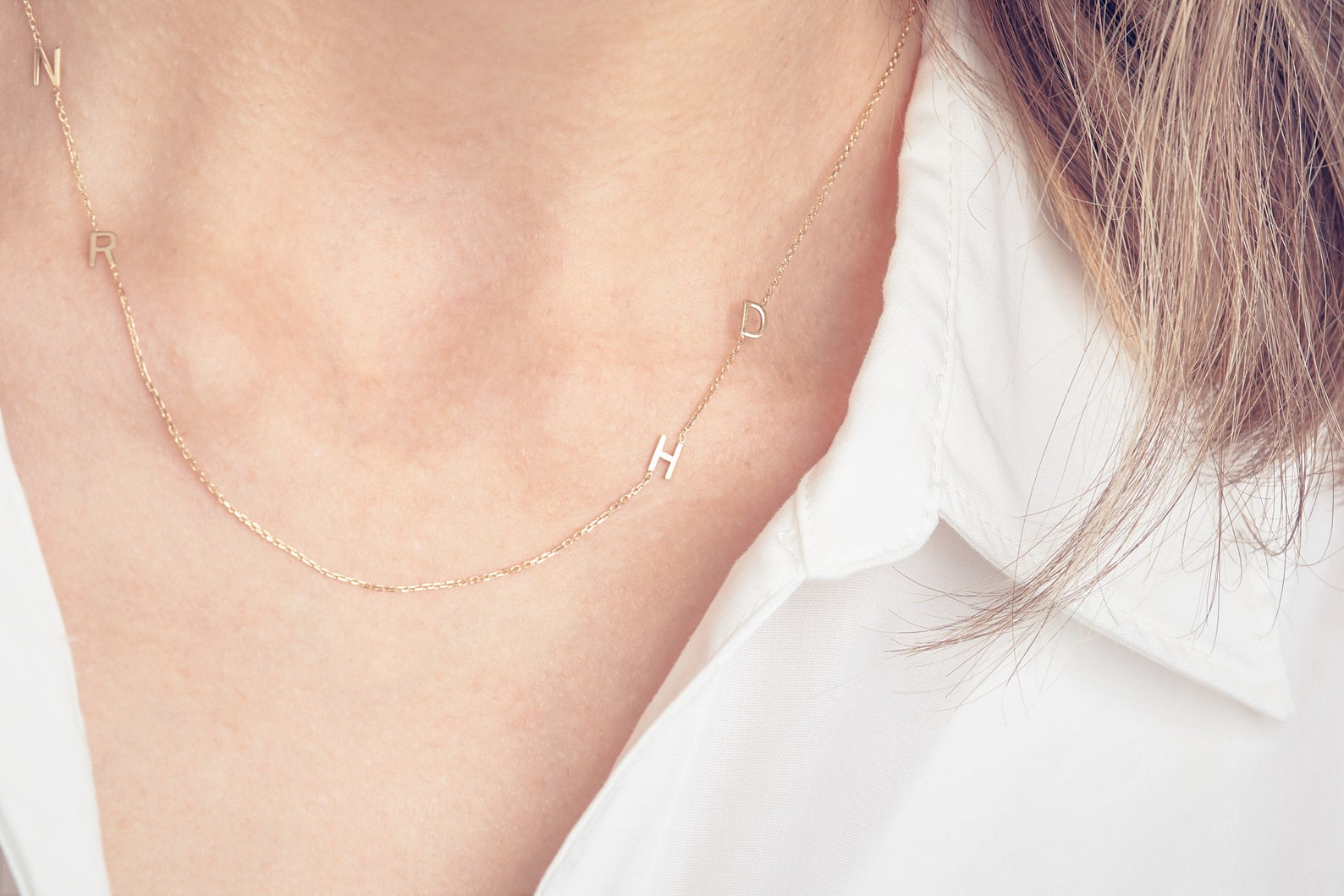 Personalized Sideways Letters 14K Gold Initials Mothers | Etsy