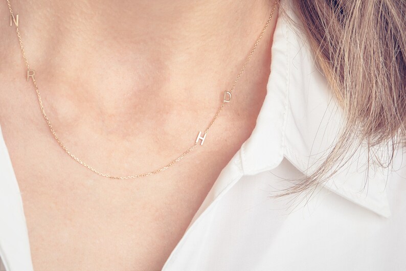 Personalized Sideways Letters 14K Gold Initials Fine - Etsy