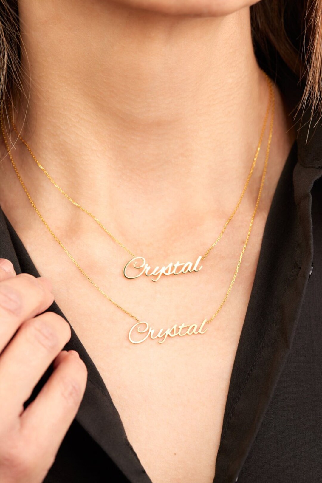 Customized Elegance: Solid Gold Cursive Name Necklace on Etsy - Gift ...