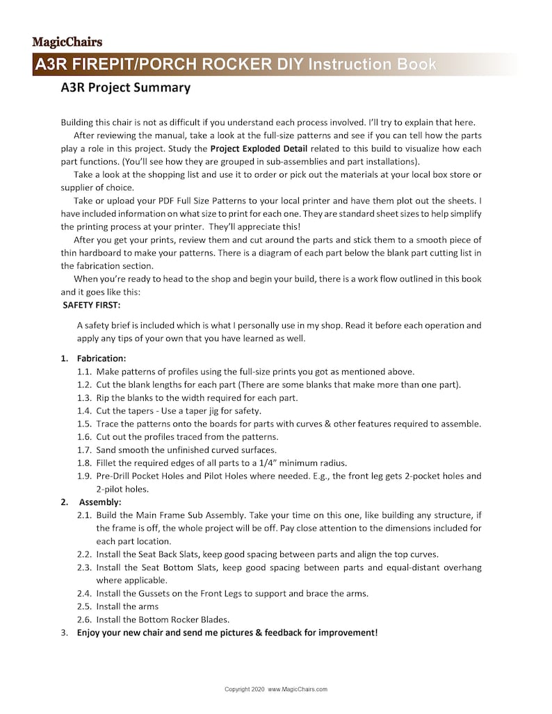 PDF Adirondack Rocking Chair Downloadable DIY Instructions and - Etsy