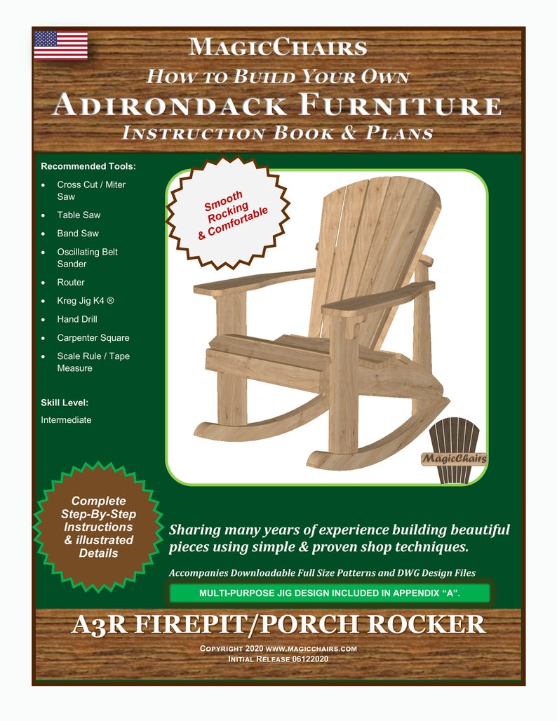PDF Adirondack Rocking Chair Downloadable DIY Instructions and - Etsy