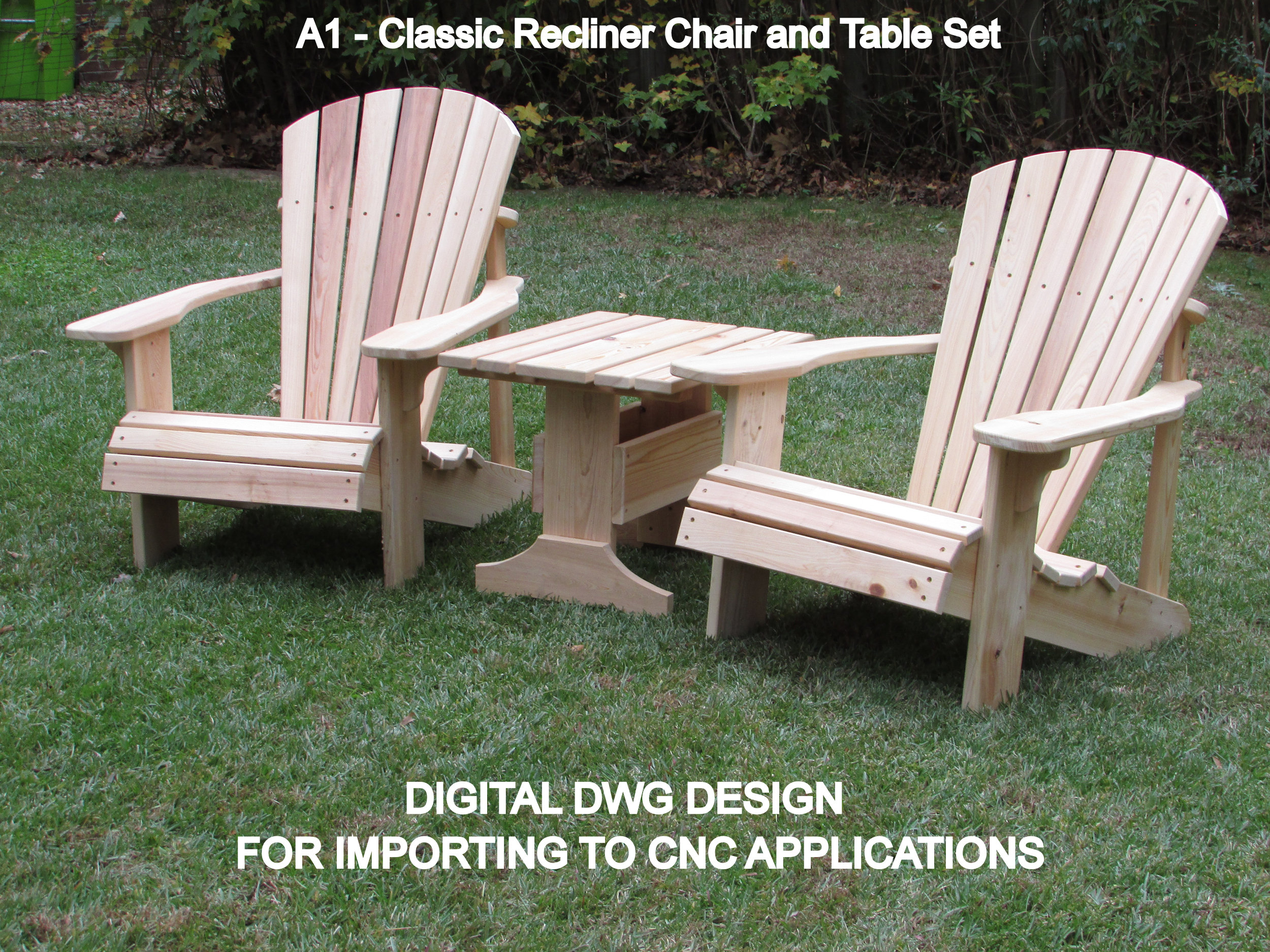 CNC / DWG A1 Series Classic Adirondack Chair Plans With Table - Etsy