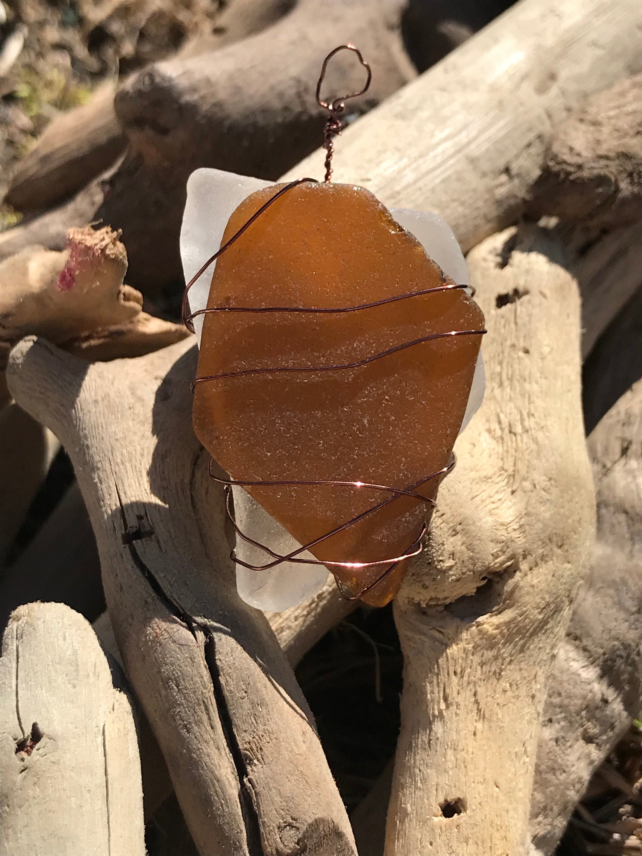 Handmade, Sea Glass, Wire Wrapping, Pendant - Etsy UK