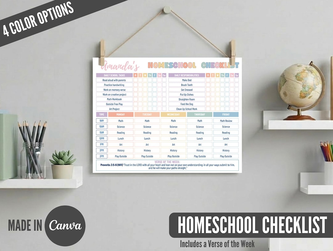 Editable Homeschool Checklist Printable | Kids Daily Routine Chart ...