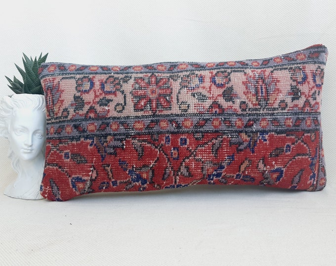 Red Floral Carpet Pillow Turkish Rug Pillow Rug Cushion - Etsy