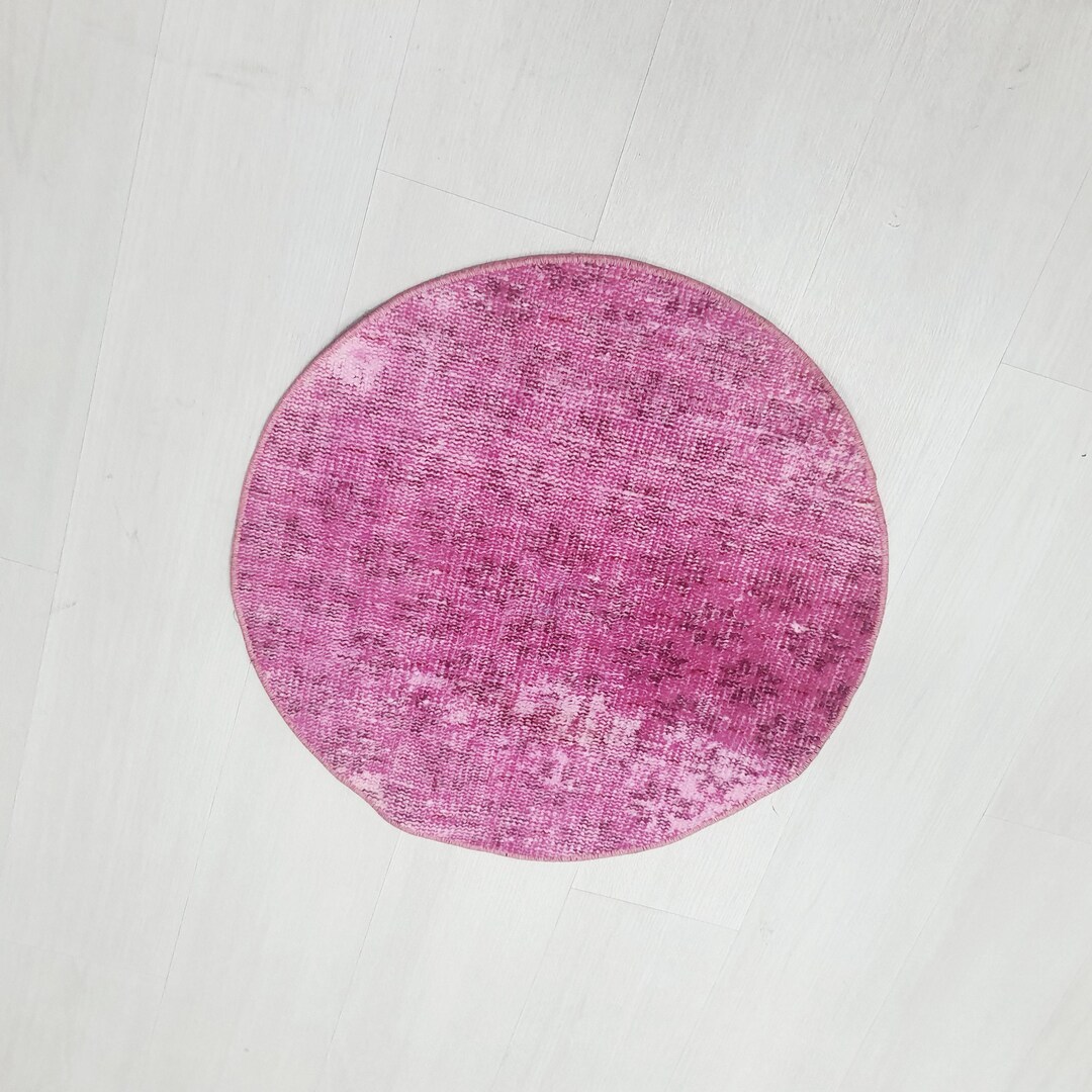 Pink Turkish Round Rug , Small Floor Decor Carpet , 2x2 Rug - Etsy