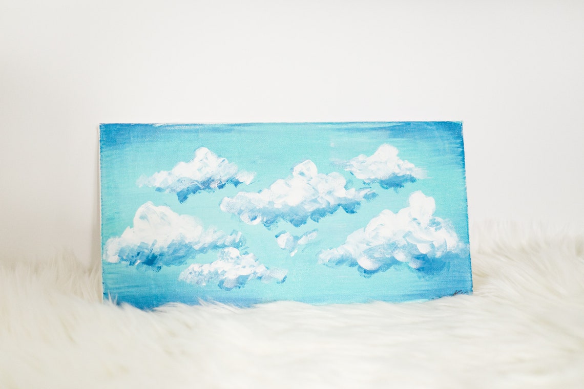 Hand Painted Acrylic Clouds Canvas - Etsy